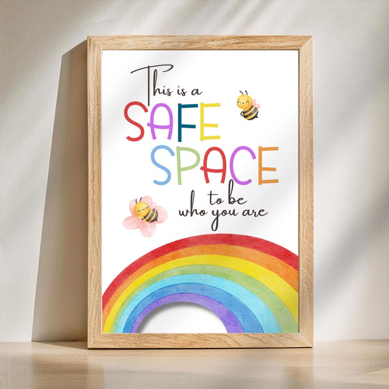 This is a Safe Space to Be Who You Are, Safe Space, Rainbow Poster ...