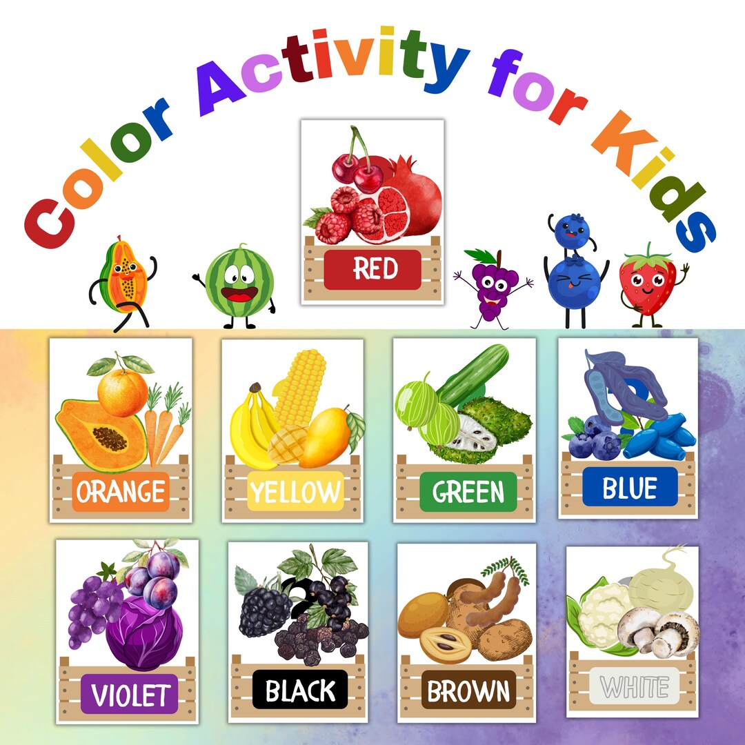 Color Sorting Activity, Learn the Colors With Fruits & Vegetables ...