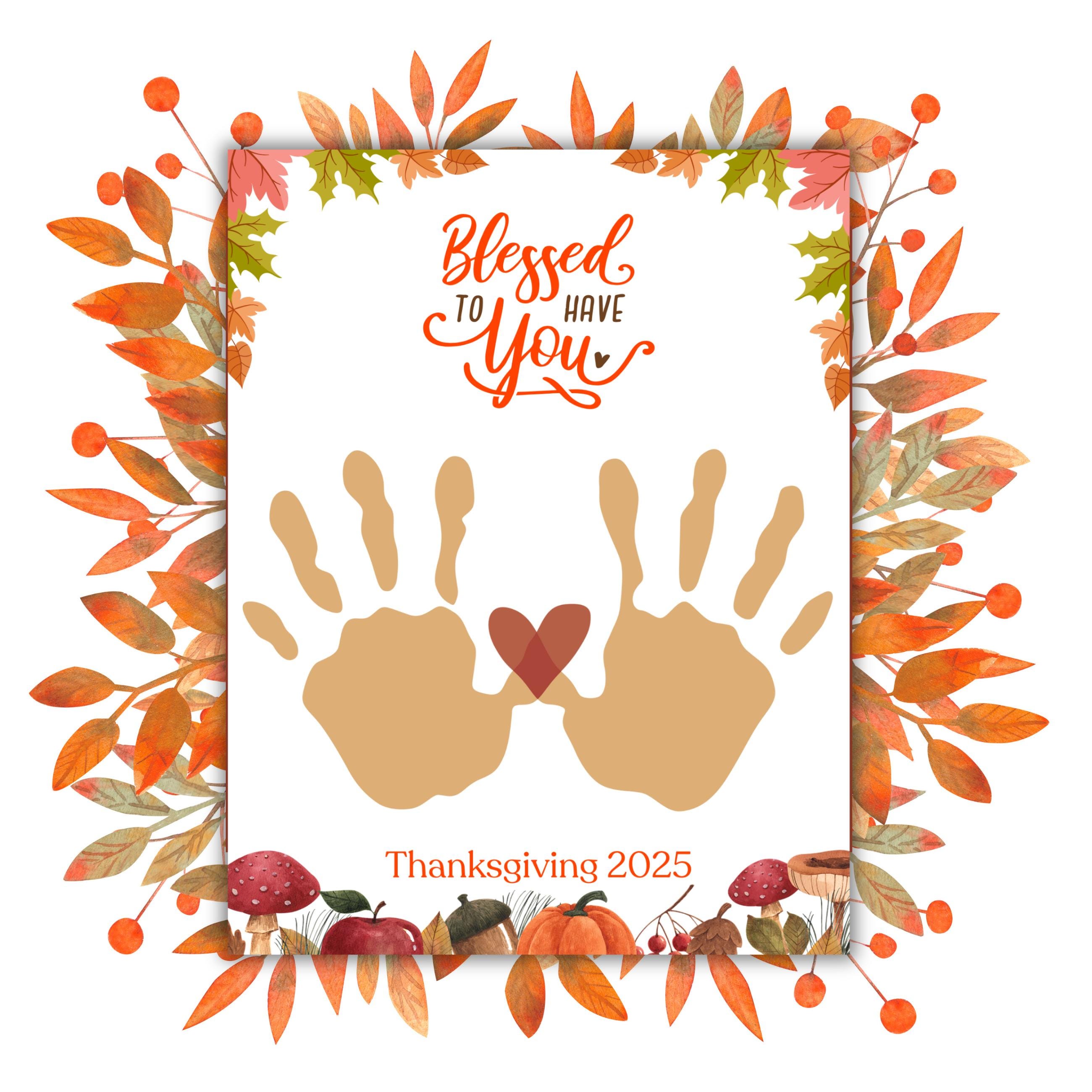 First Thanksgiving Hand Print Footprint Printable Keepsake | Toddler ...