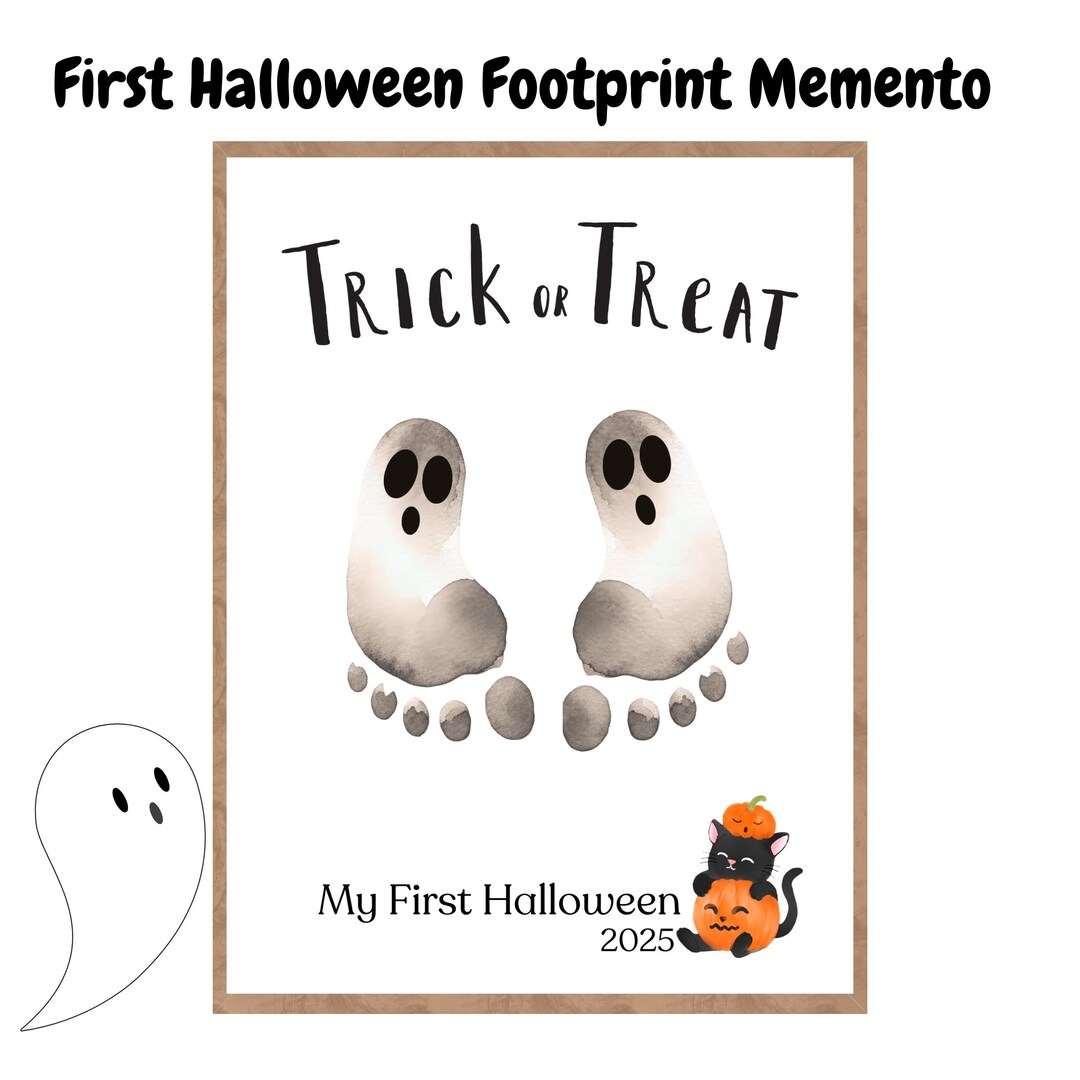 Halloween 2025 L Baby's First Halloween Footprint Craft Printable ...