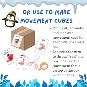 Preschool Winter Movement Cards, Gross Motor Activity for Kids ...