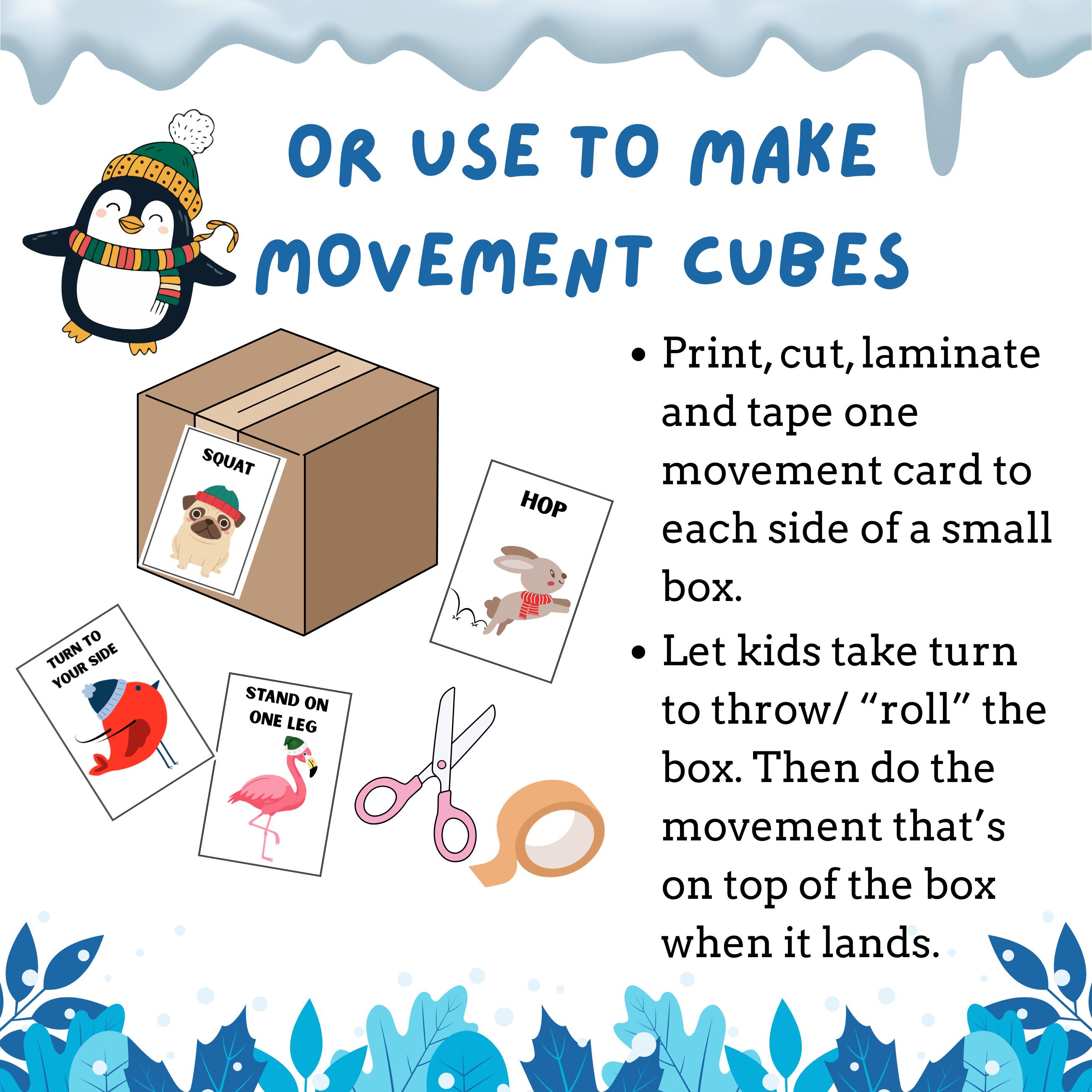 Preschool Winter Movement Cards, Gross Motor Activity for Kids ...