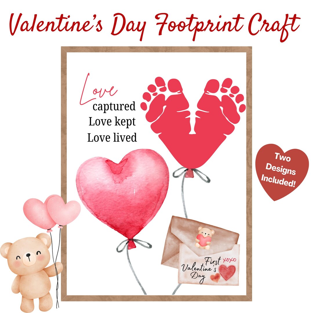 Baby's First Valentine's Day Footprint Printable Keepsake | Baby ...