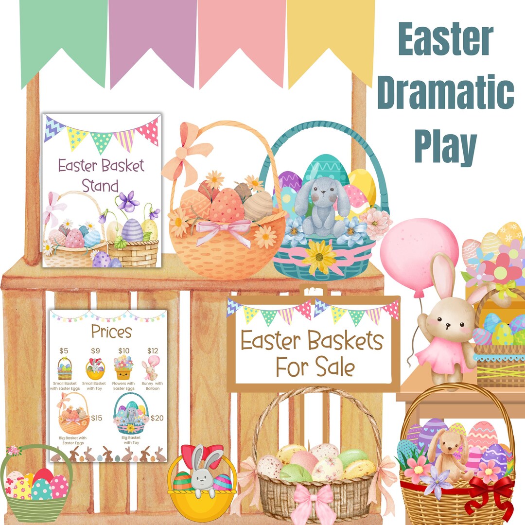 Easter Basket Stand Pretend Play, Easter Dramatic Play, Easter Activity ...