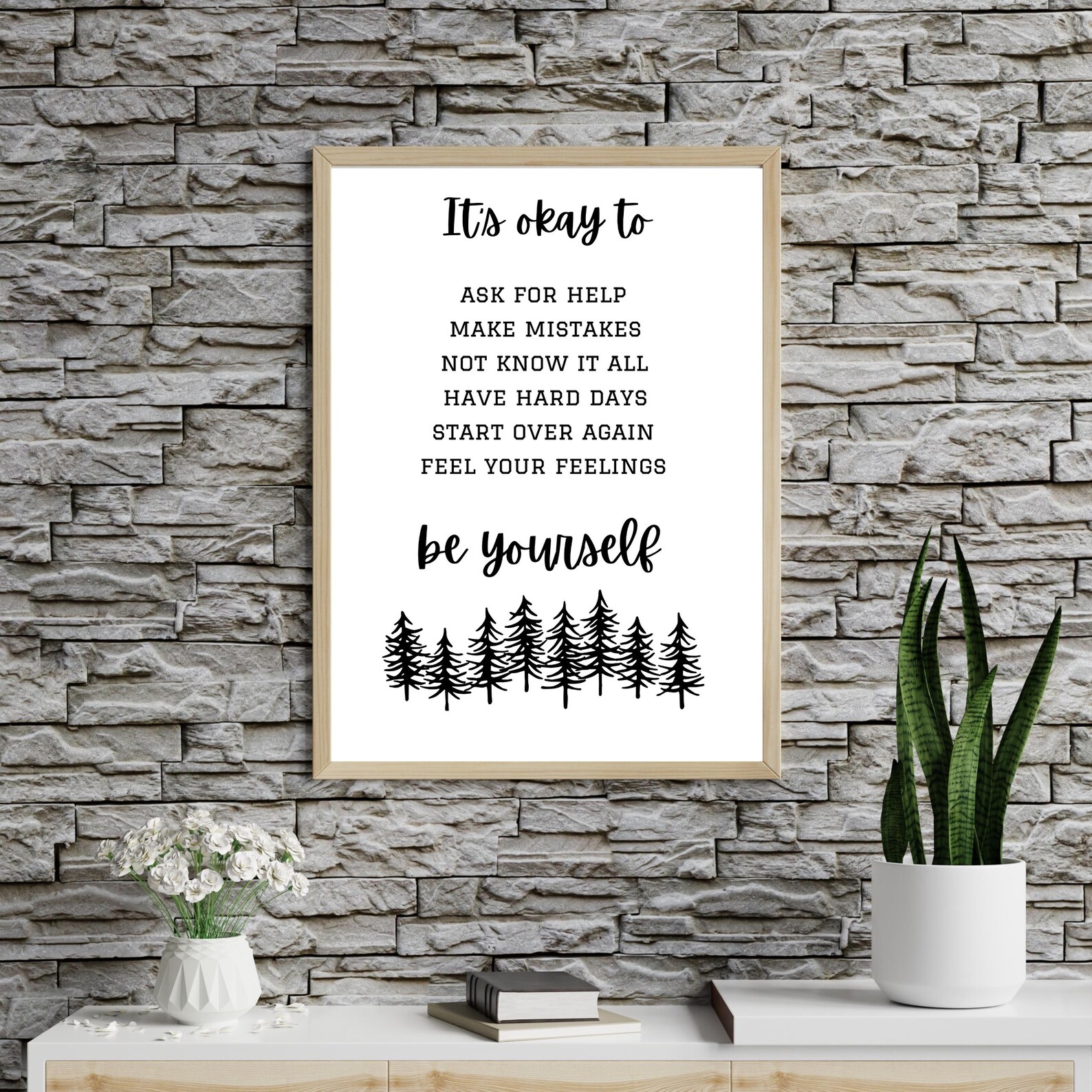 I's Okay to Be Yourself, Positive Mindfulness, Mental Health Poster ...