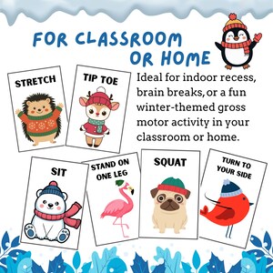 Preschool Winter Movement Cards, Gross Motor Activity for Kids ...