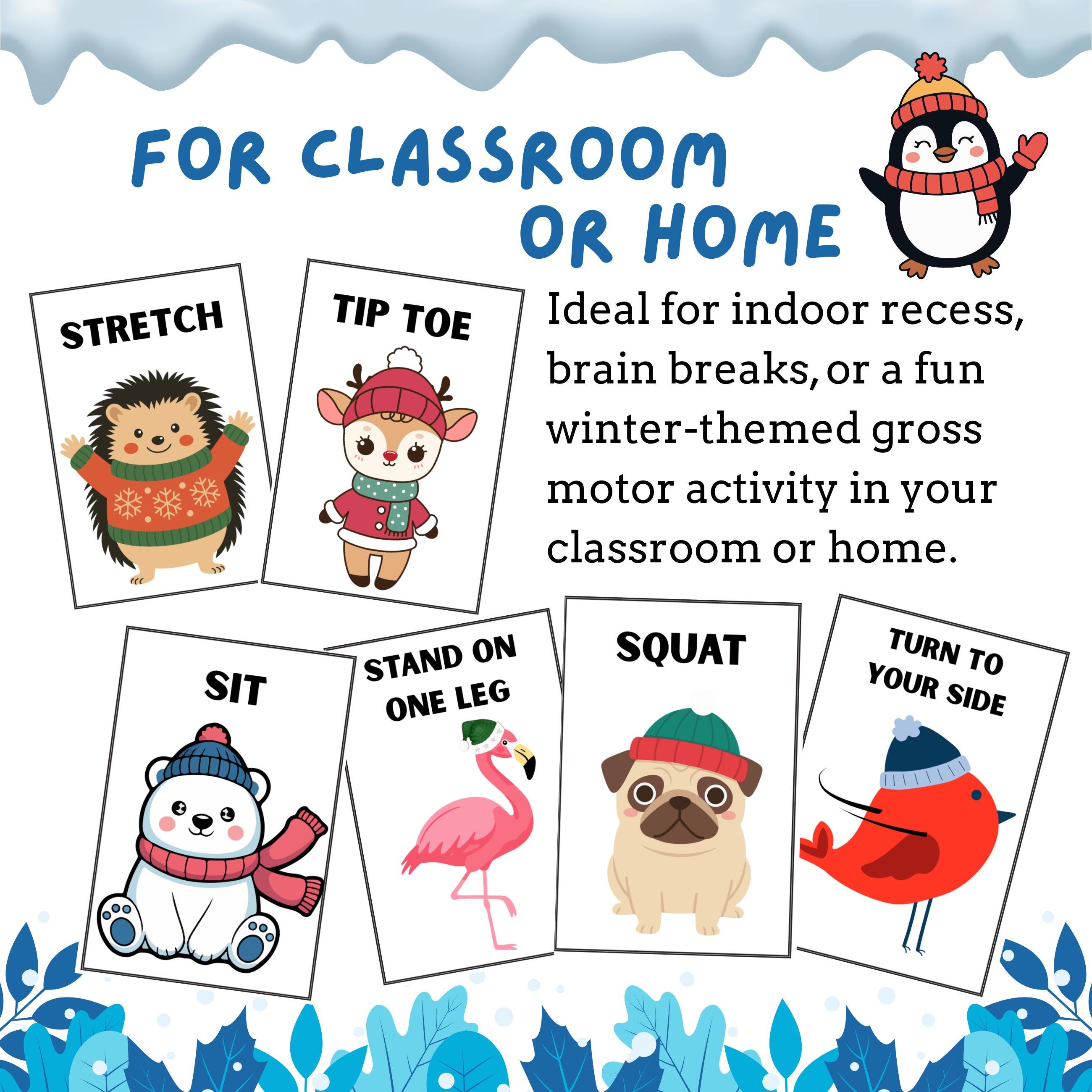 Preschool Winter Movement Cards, Gross Motor Activity for Kids, Occupational Therapist Resource ...
