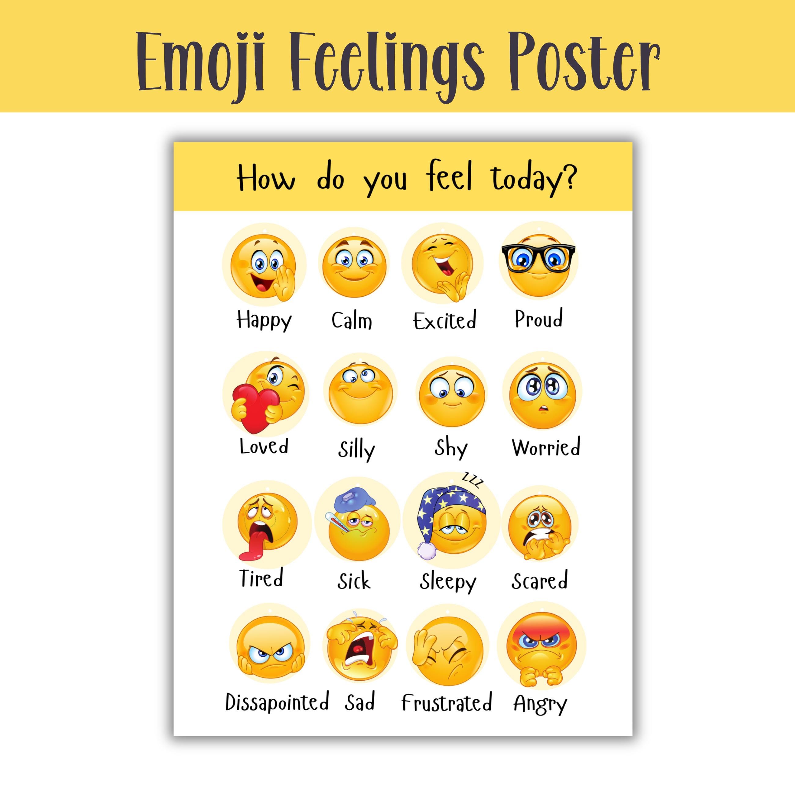 Feelings Chart, Emoji Feelings Poster, Today I Feel, How Do You Feel ...
