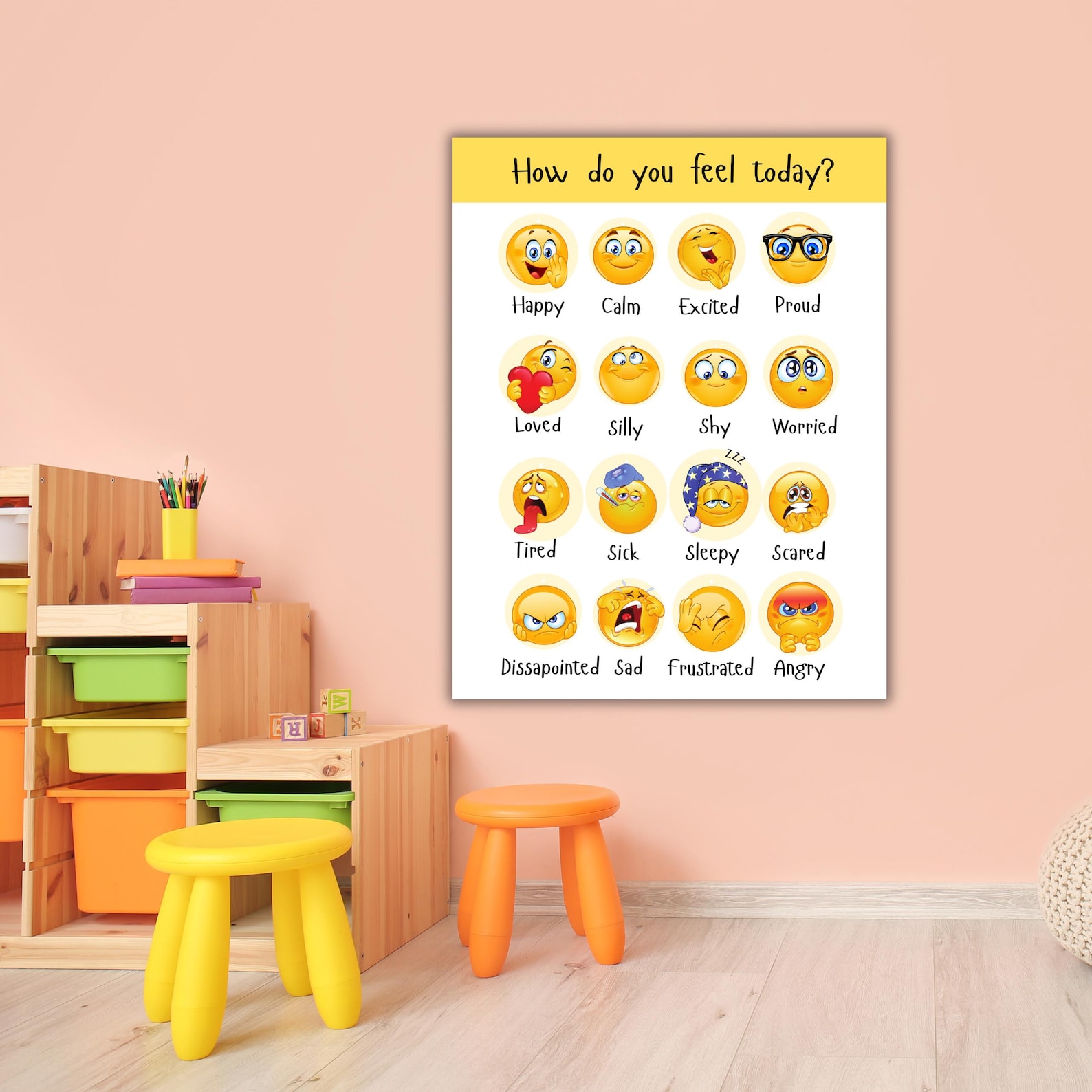 Feelings Chart, Emoji Feelings Poster, Today I Feel, How Do You Feel ...