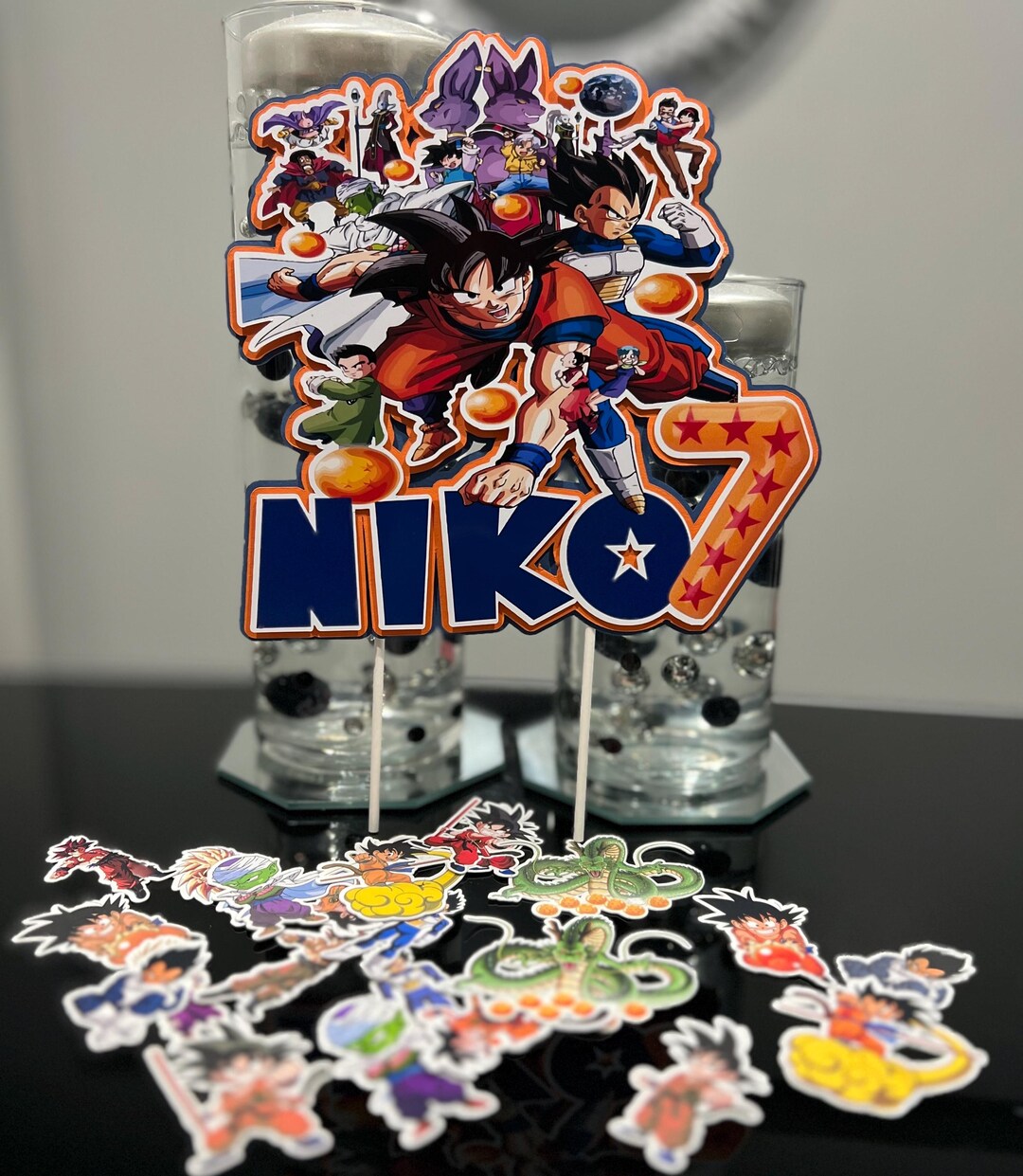 Dragon Ball Z Personalized Cake Topper and Cupcakes Topper, Goku Cake ...