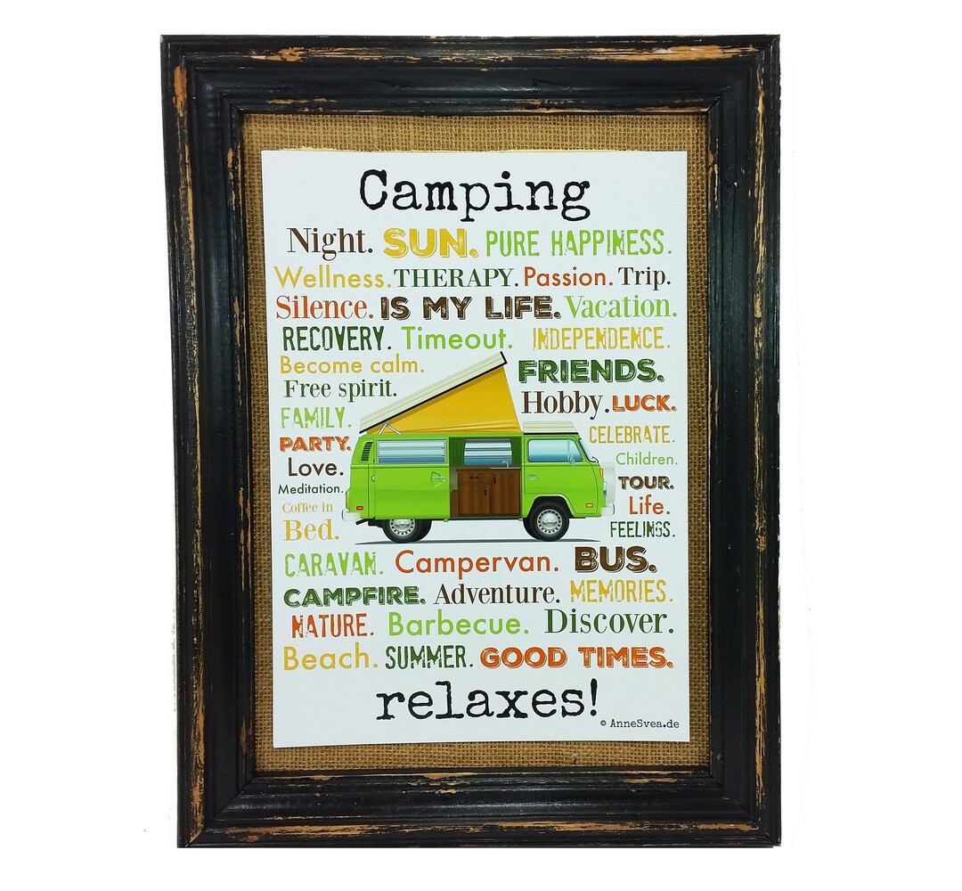 Camping Relaxes Poster English Print Bus Present Camper Din - Etsy