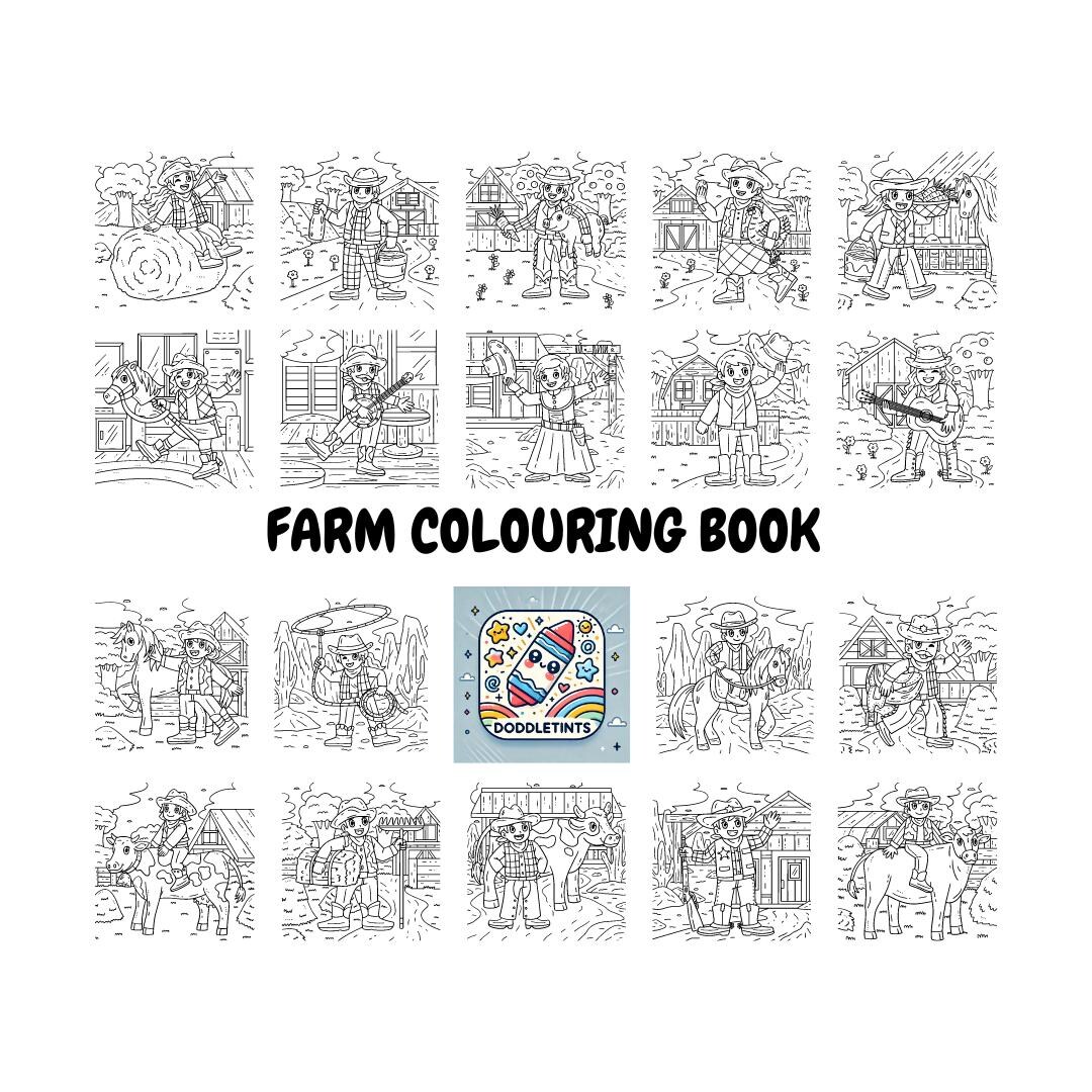 Farm Colouring Book for Kids 20 Printable Farm Animal & Scenery Pages ...