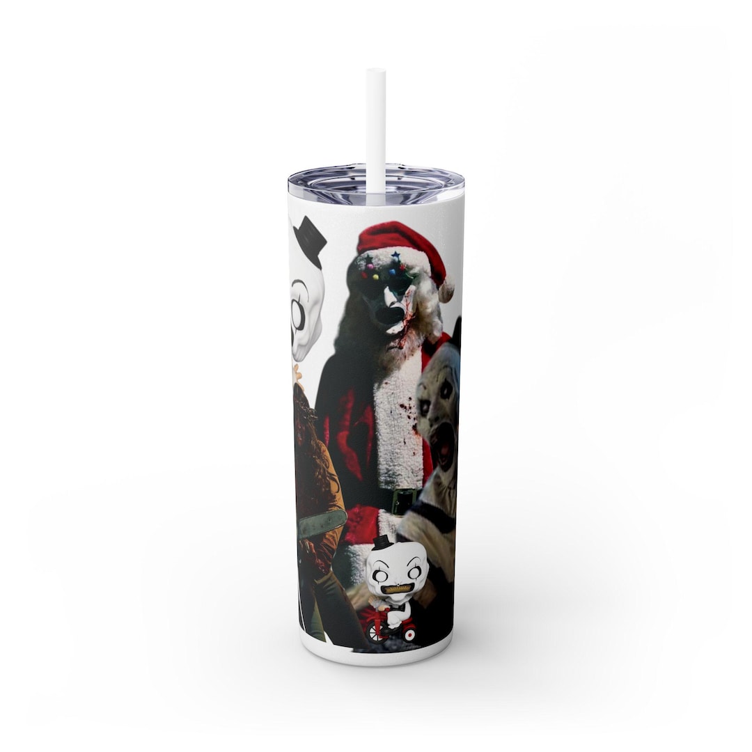 Skinny Tumbler, Horror Movie Art the Clown Terrifier, Cup With Straw ...