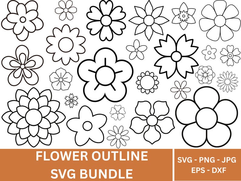 Daisy SVG Bundle: Hand-drawn Flower Outline Clipart (digital Download ...