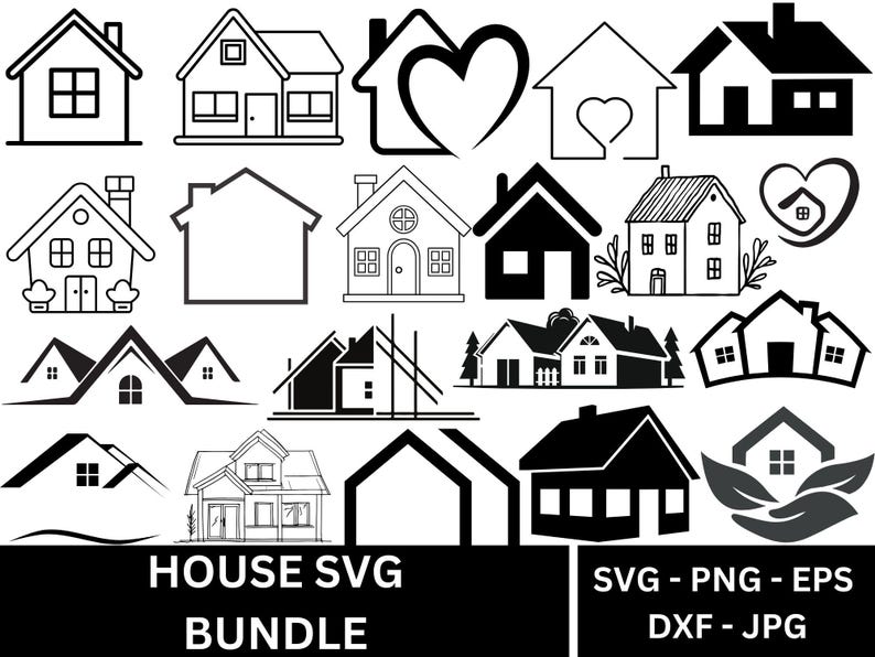 House SVG Bundle: Floral, Tiny, Silhouette (digital Files) - Etsy