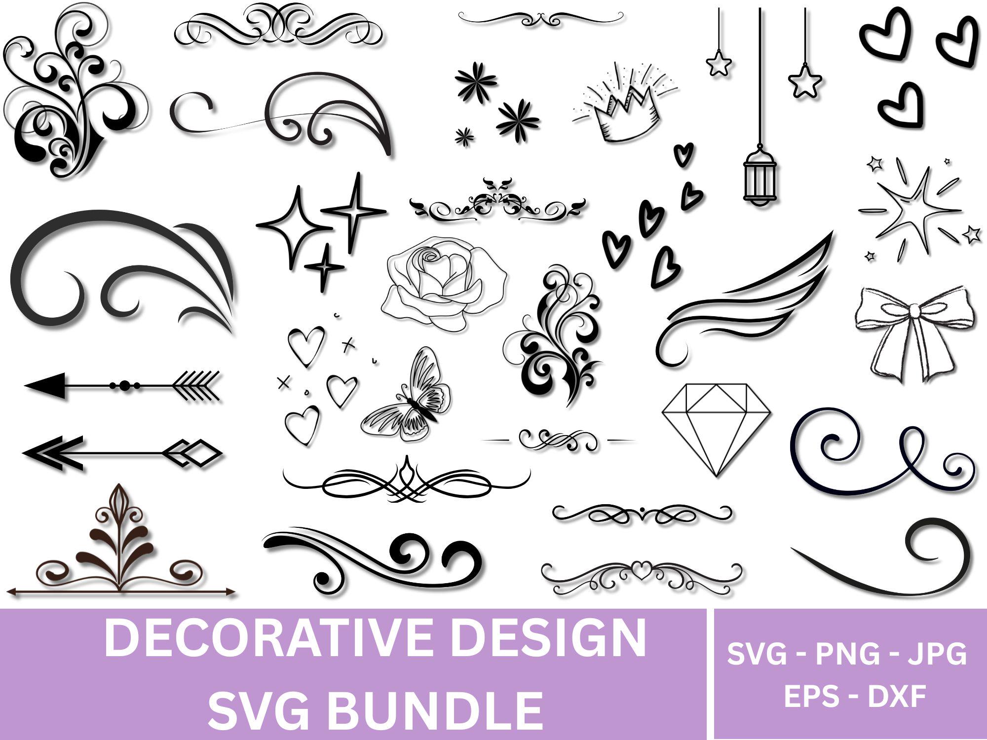 Decorative Svg,floral Swirl and Flourish Svg,decorative Scroll Design ...