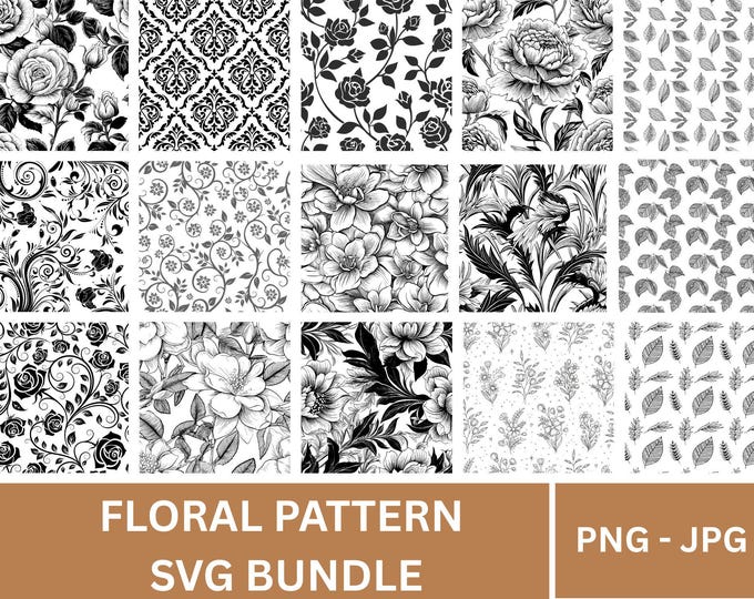 Blumenmuster SVG Bundle | Hintergrund SVG | Nahtloser Hintergrund SVG ...