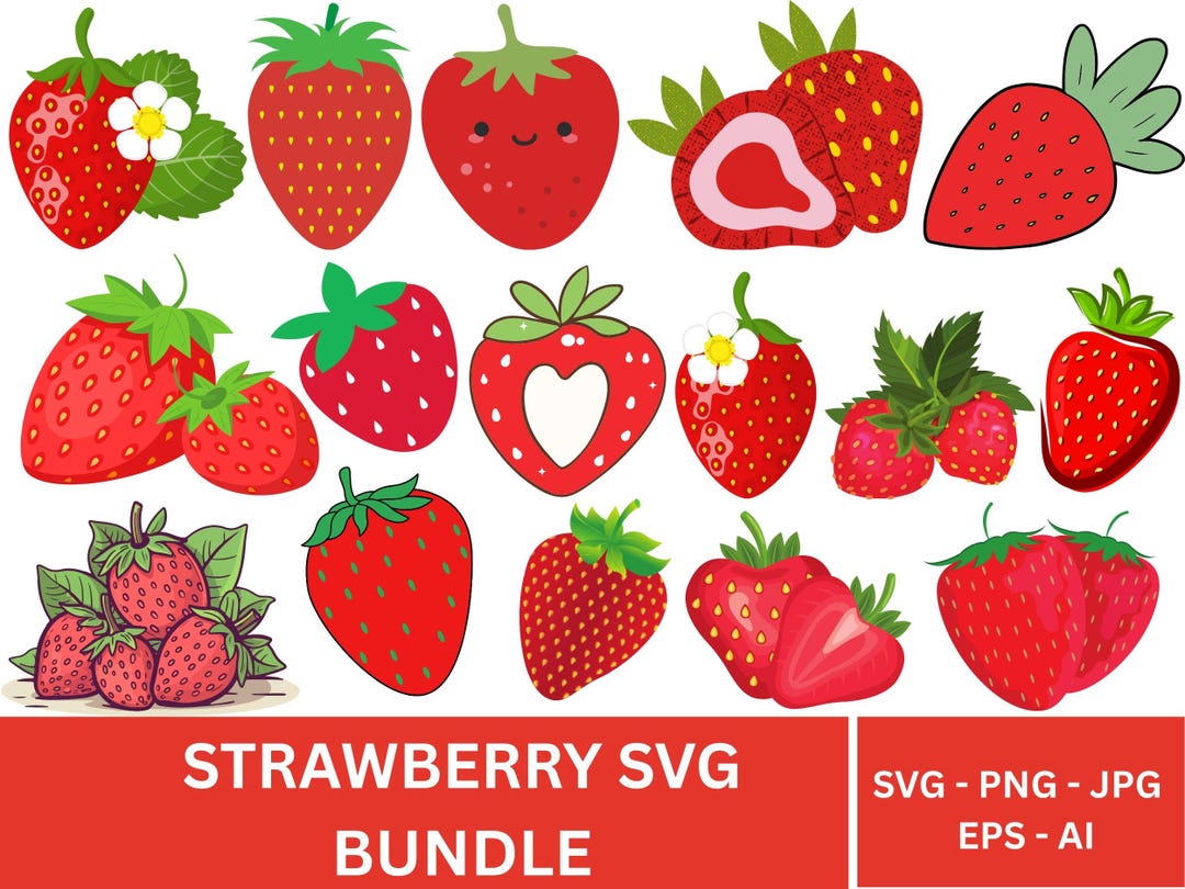 Strawberry Svg Bundle,strawberry Cut File,fruits Svg Bundle,strawberry ...