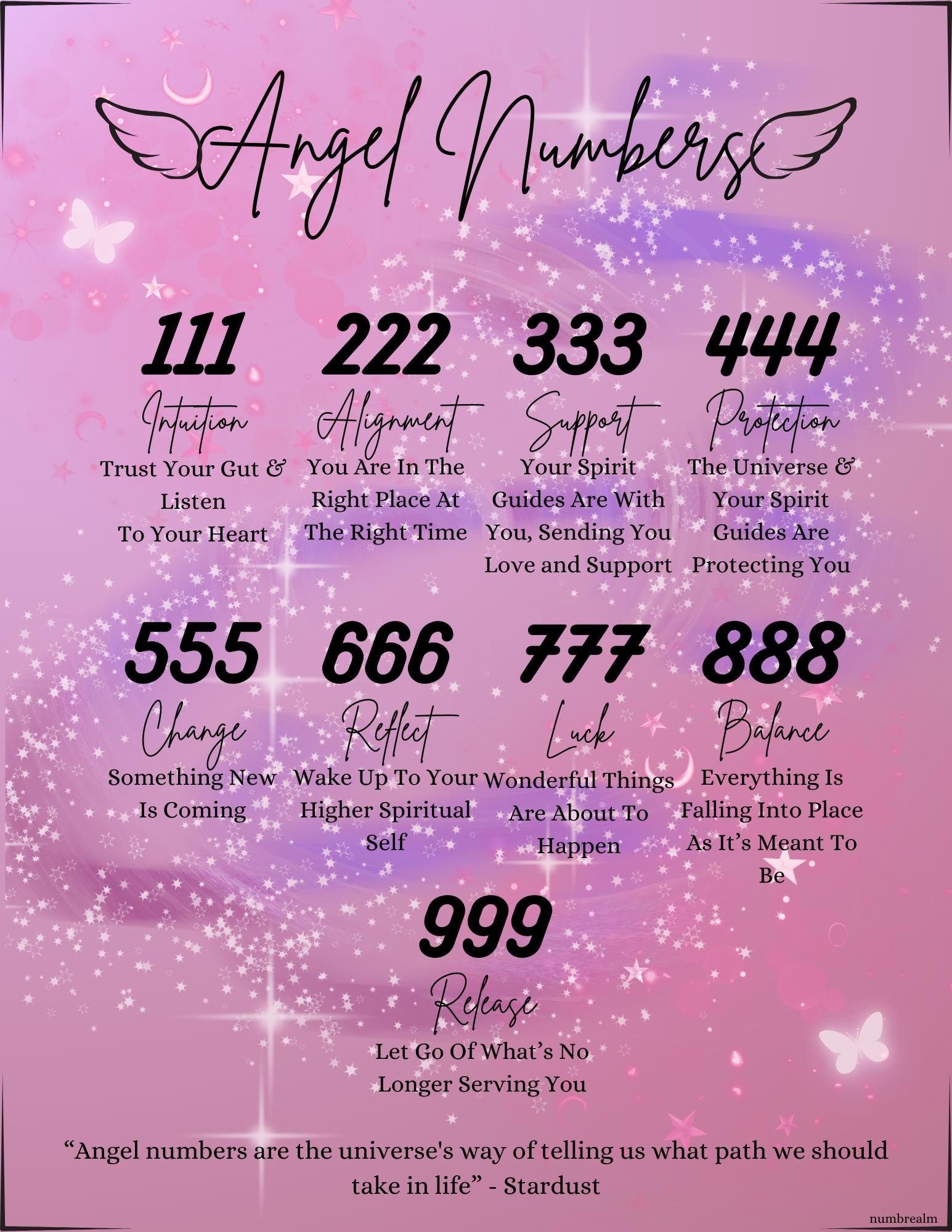 Divine Angel Number Cheat Sheet Printable Pink & Purple Theme - Etsy