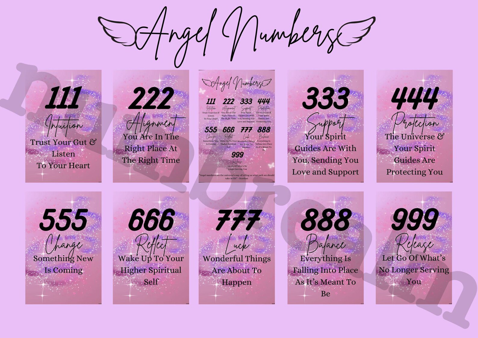 Divine Angel Number Cheat Sheet Printable Pink & Purple Theme - Etsy