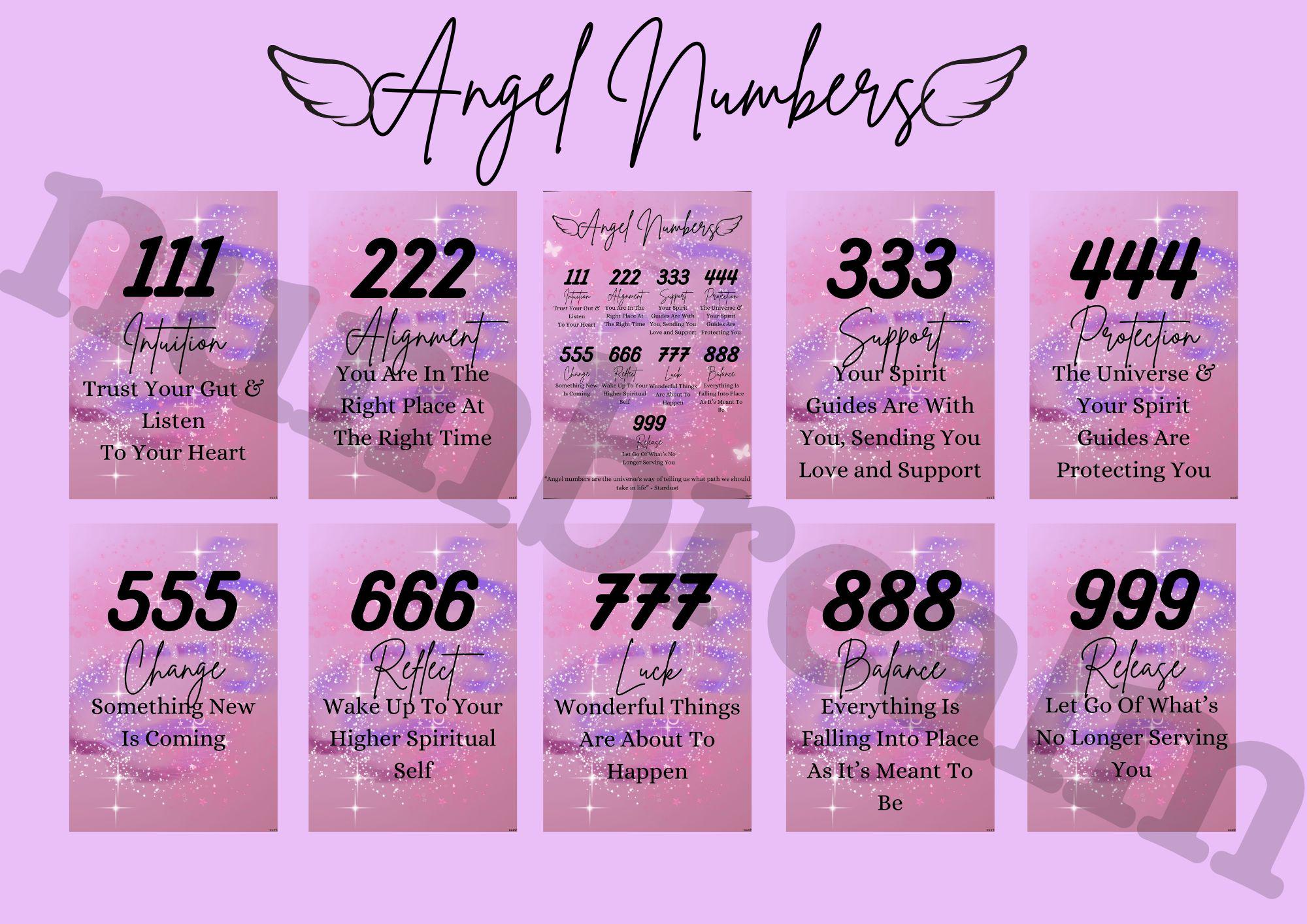 Divine Angel Number Cheat Sheet Printable Pink & Purple Theme - Etsy