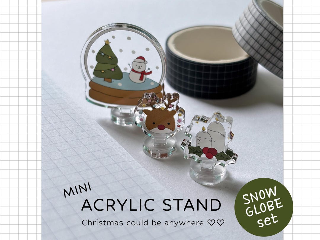 Snow Globe Set, Mini Acrylic Stand | Christmas Decoration | Snow Globe ...