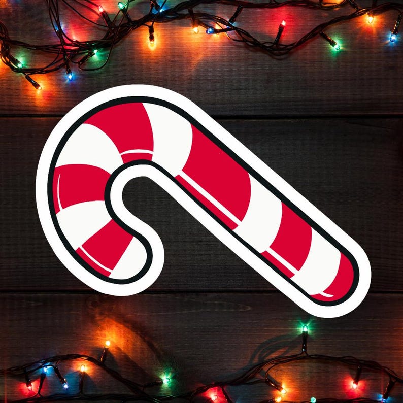 Holiday Candy Cane Sticker, Winter Decor for Laptops, Water Bottles ...