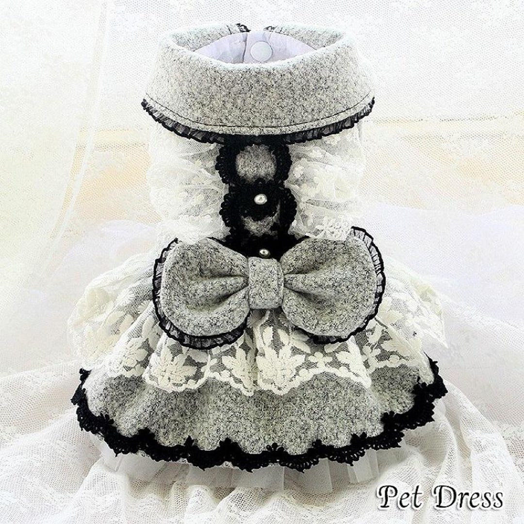 Handmade Pet Clothing Simple Design Chic Grey Wool Dog Coat Dress With ...