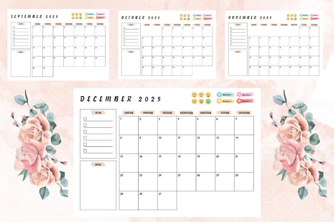 Monthly Calendar 2025, Editable PDF Printable Kids Calendar, Daycare ...