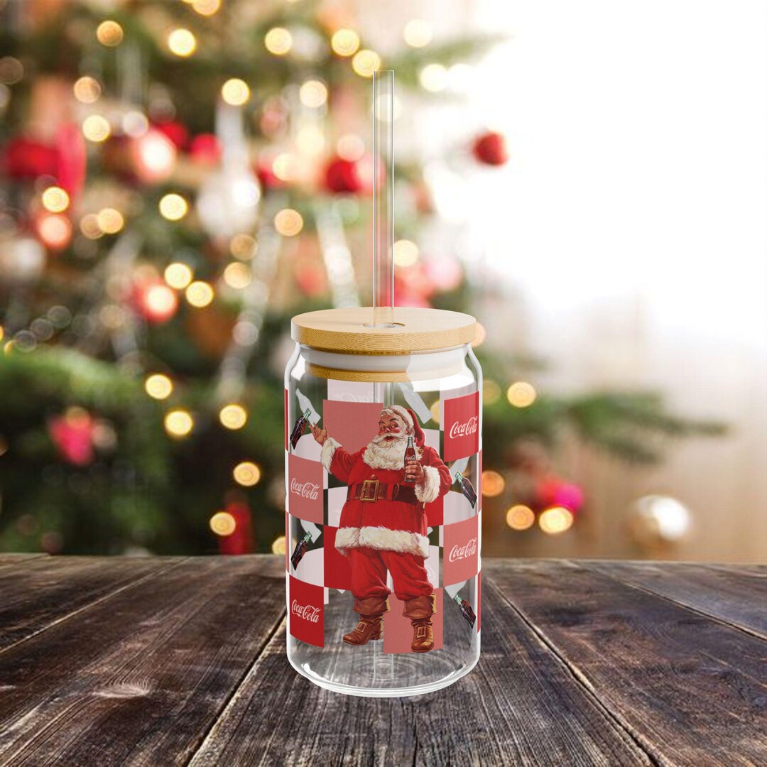 Coca-cola Santa Glass - Etsy