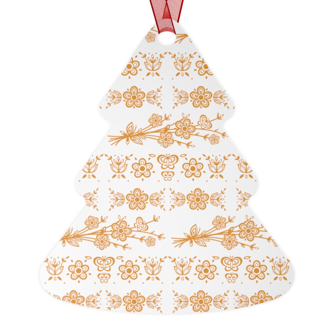 Vintage Inspired Metal Christmas Tree Ornaments, Pyrex Butterfly Gold ...