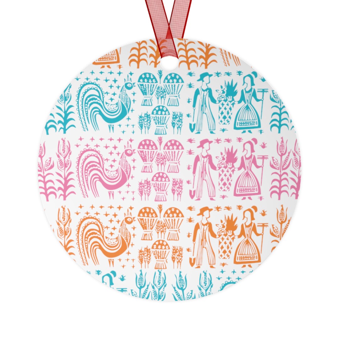 Vintage Pyrex Inspired Metal Christmas Tree Ornaments, Pyrex Amish ...