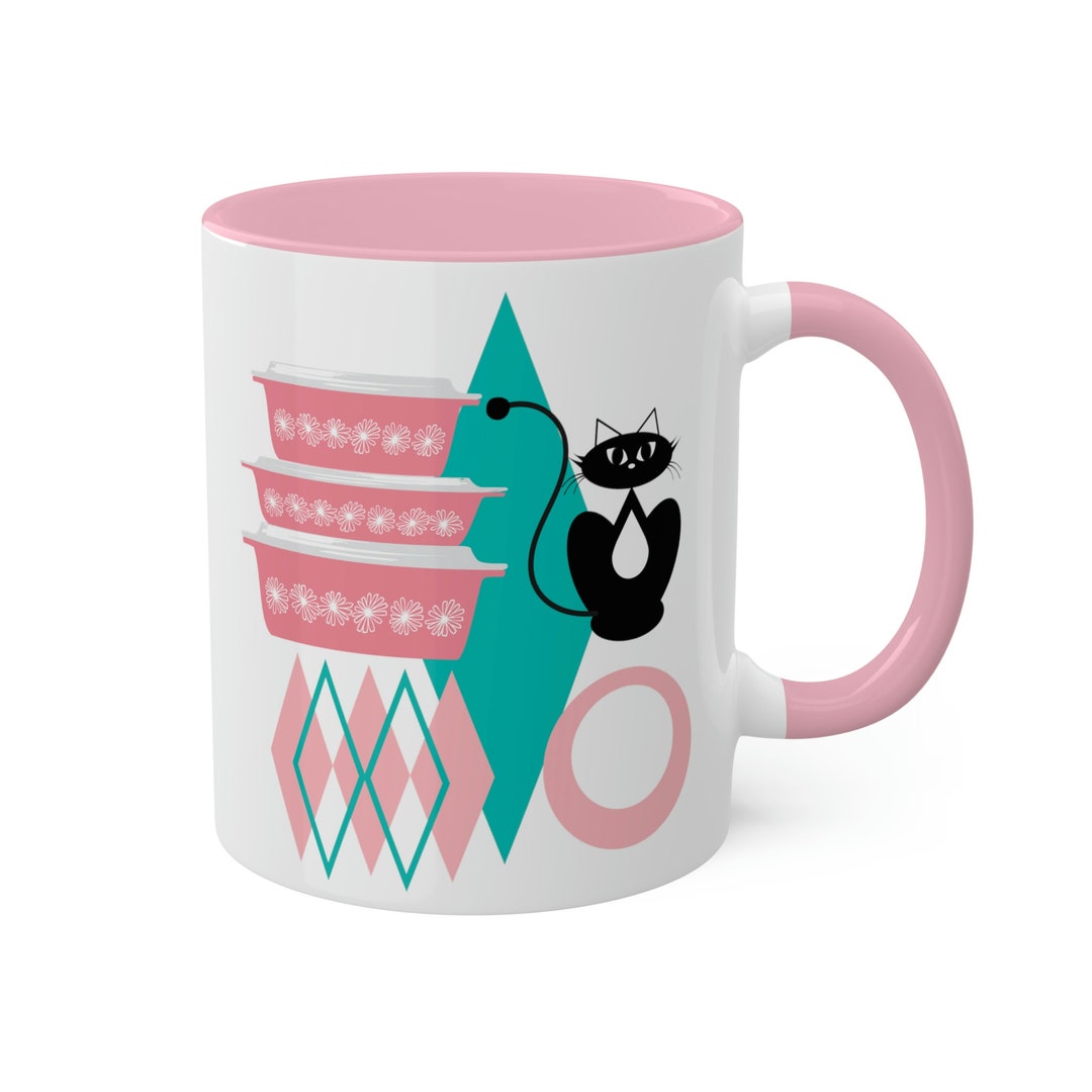 MCM Atomic Cat, Tuxedo Cat Mug, Midcentury Modern, Vintage Inspired ...