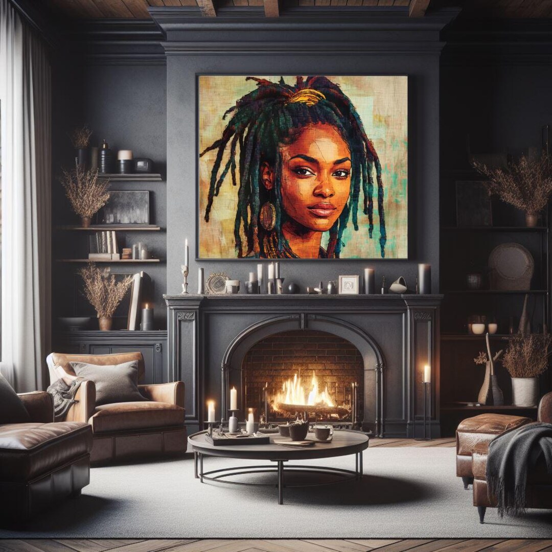 Black Woman Locs Art, Black Woman Art, African American Art, Melanin ...