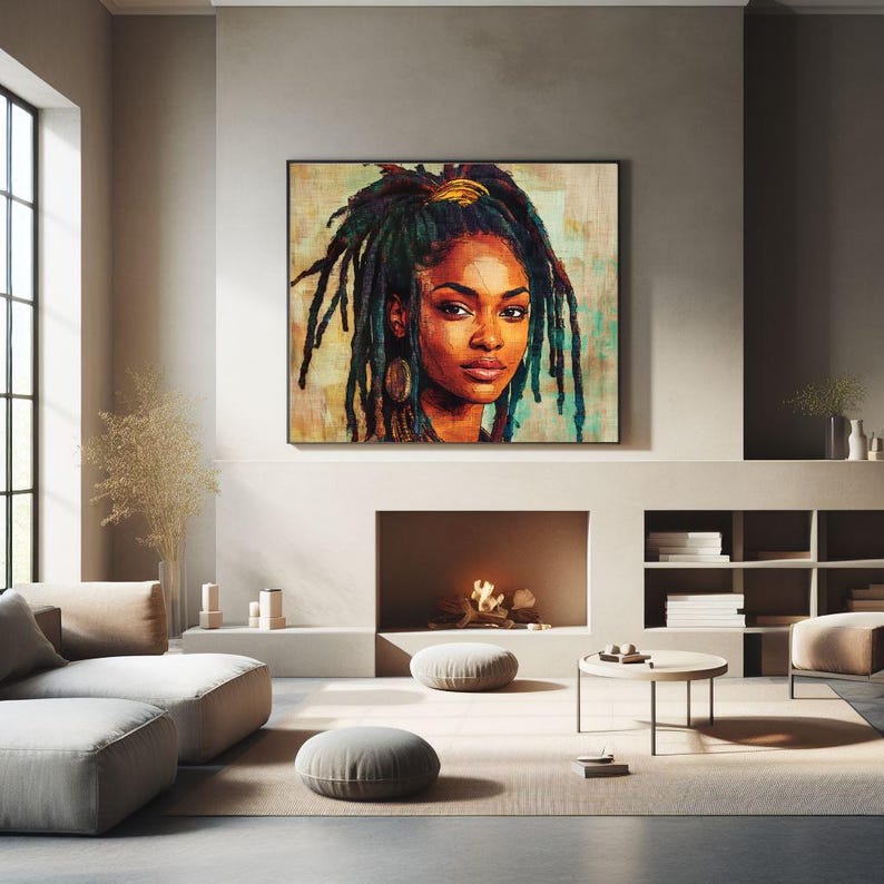 Black Woman Locs Art, Black Woman Art, African American Art, Melanin ...