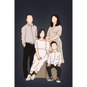 Customized Faceless Portrait, Minimalist Family Illustration Gift ...