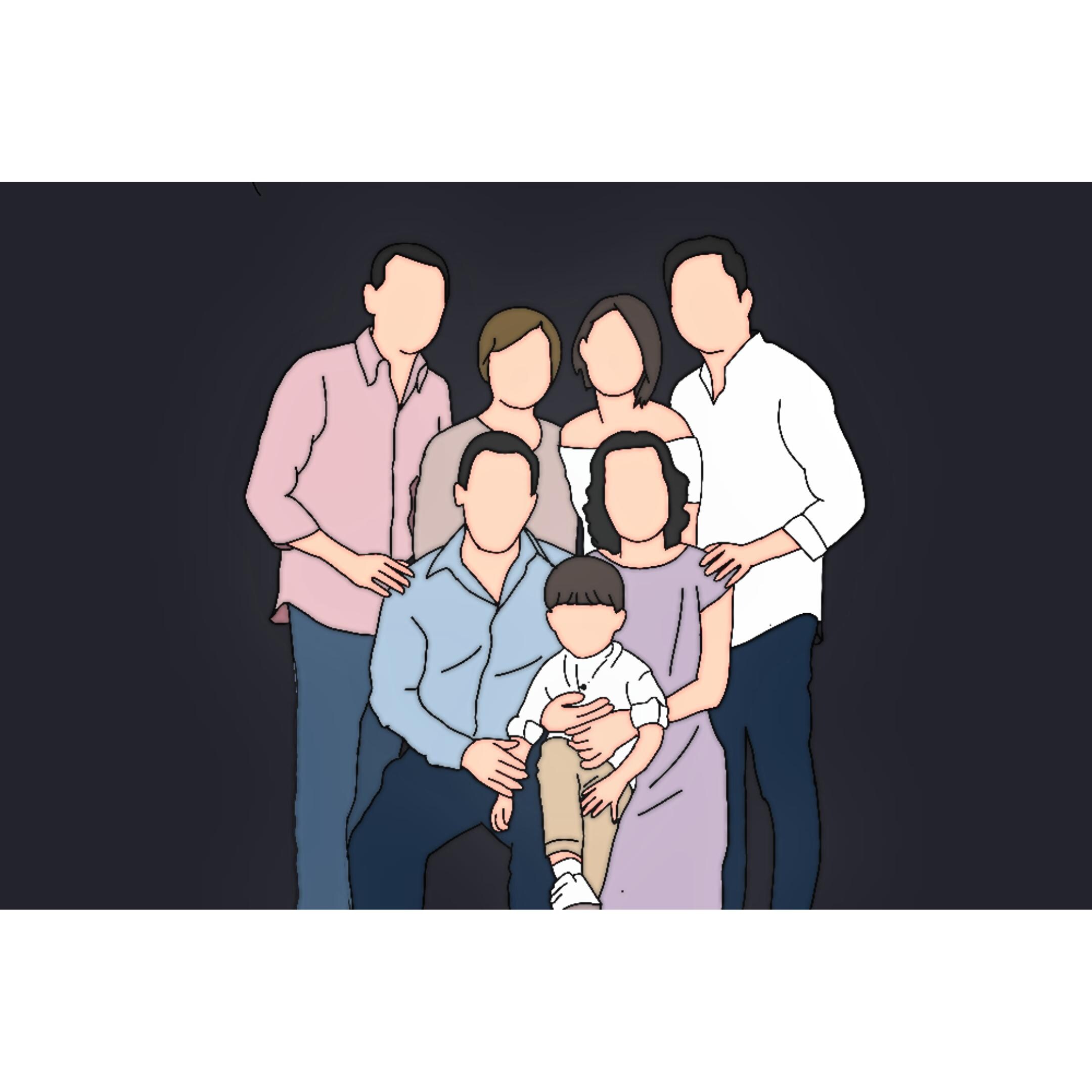 Customized Faceless Portrait, Minimalist Family Illustration Gift ...