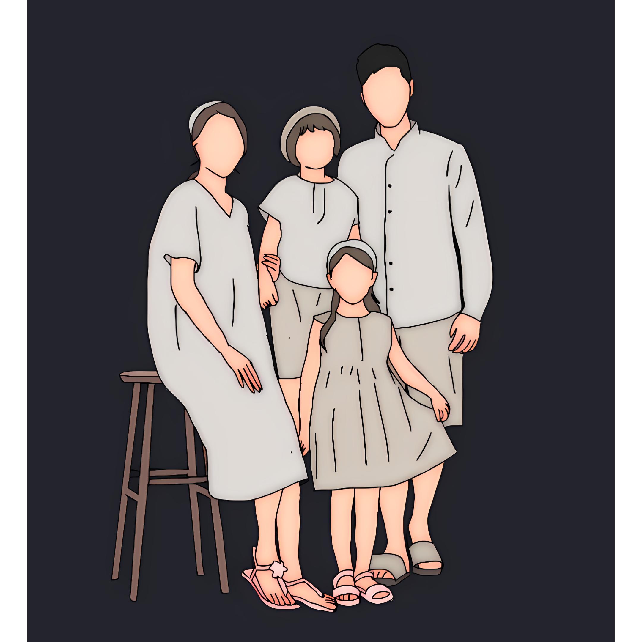 Customized Faceless Portrait, Minimalist Family Illustration Gift ...