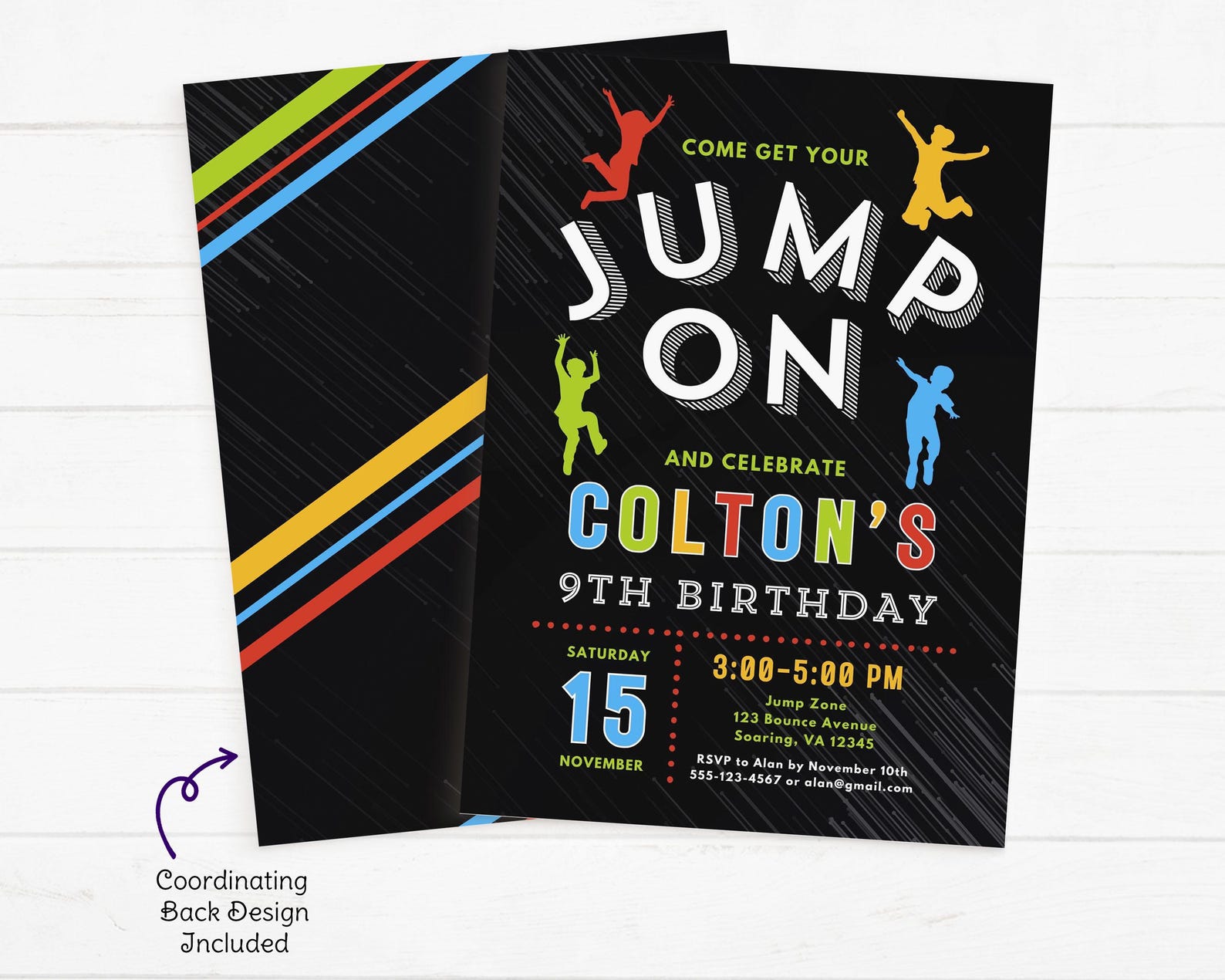 Editable Trampoline Party Invite, Jump Birthday Invitation, Trampoline ...