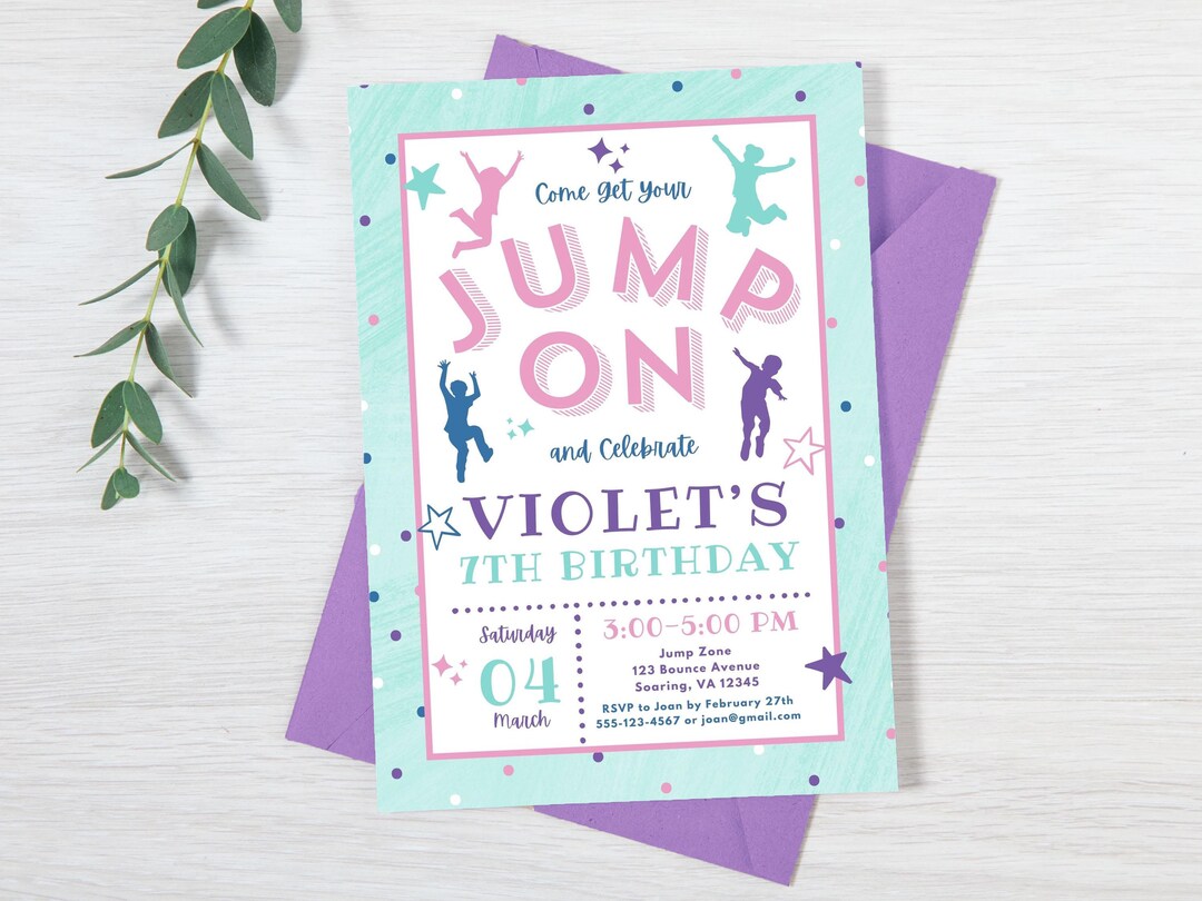 Editable Jump Birthday Invitation, Jump Invite, Trampoline Party, Let's ...