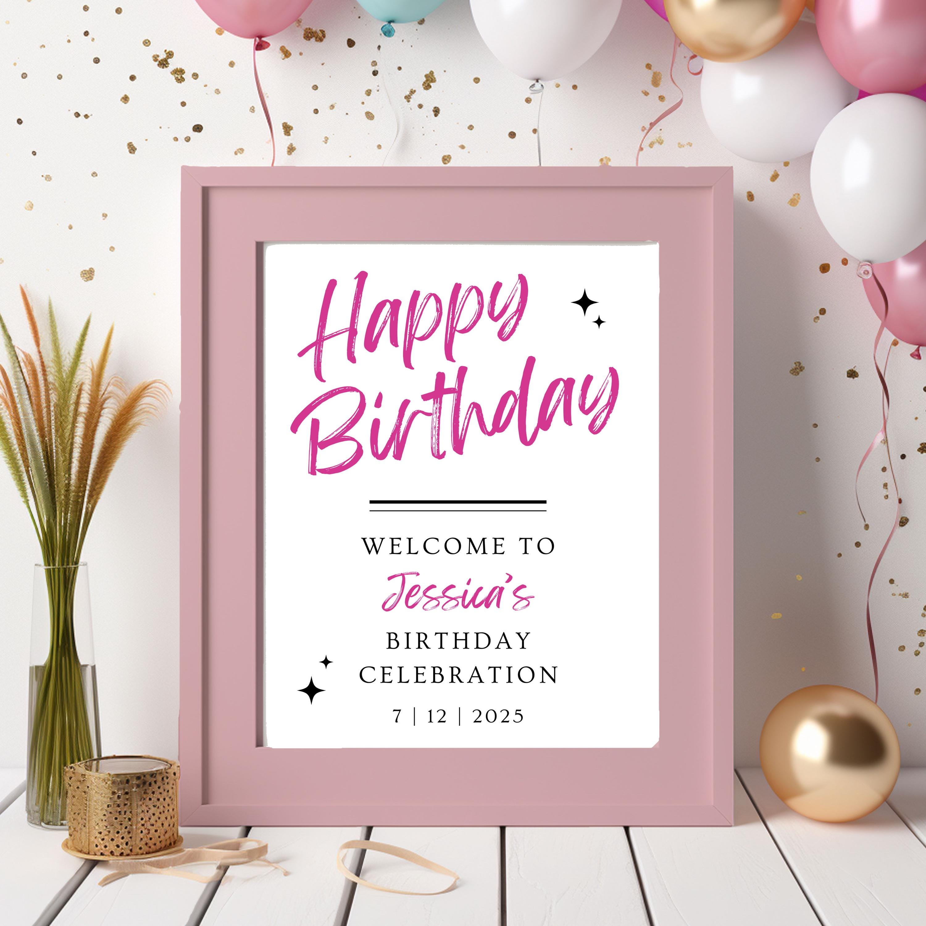 Happy Birthday Welcome Sign, Birthday Poster Party Decor, Minimal ...