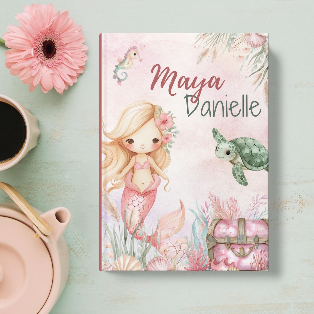 Personalized Mermaid Kids Journal, Custom Name Journal for Girls ...