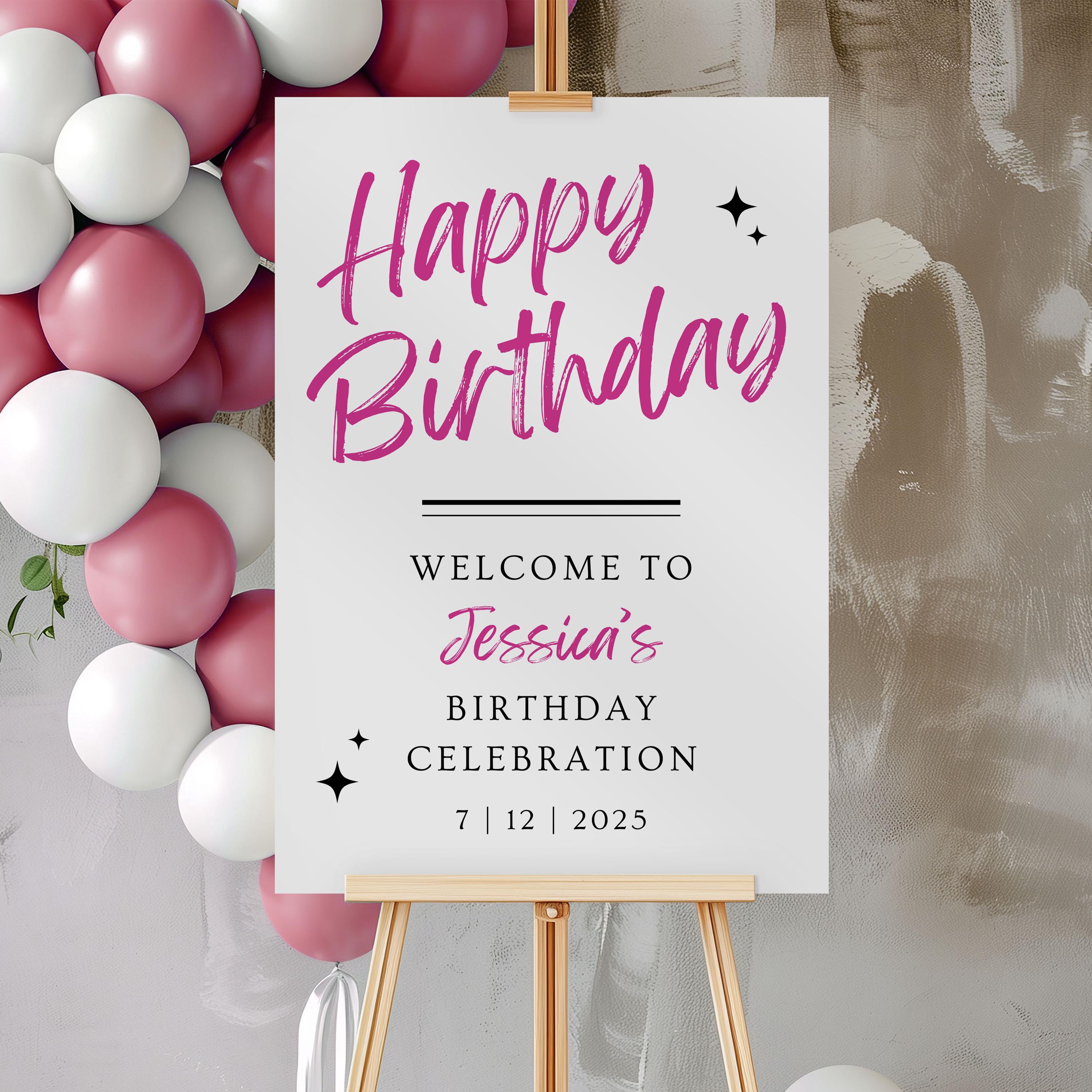 Happy Birthday Welcome Sign, Birthday Poster Party Decor, Minimal ...