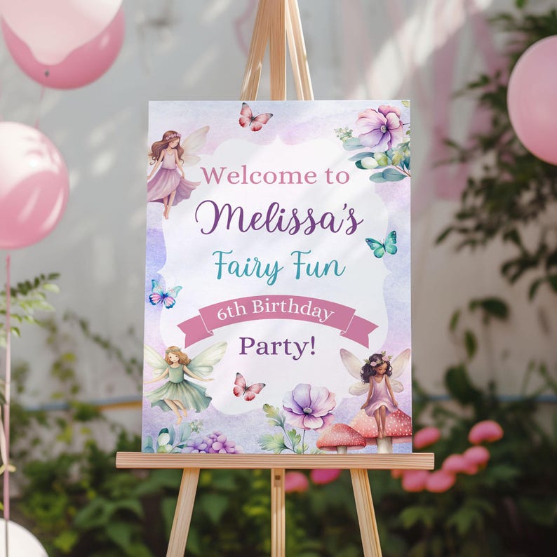 Editable Fairy Birthday Welcome Sign, Enchanted Fairy Poster Party ...