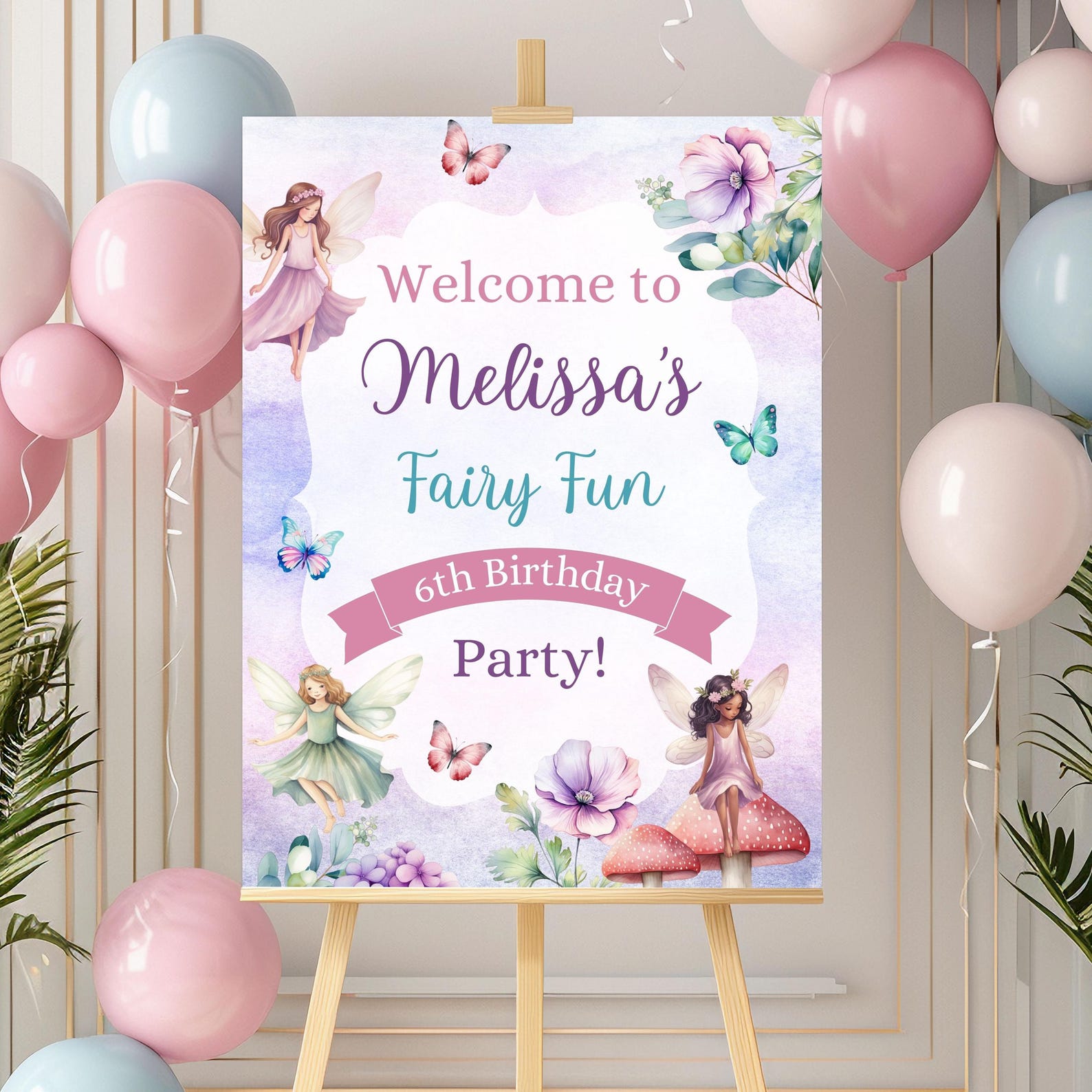 Editable Fairy Birthday Welcome Sign, Enchanted Fairy Poster Party ...