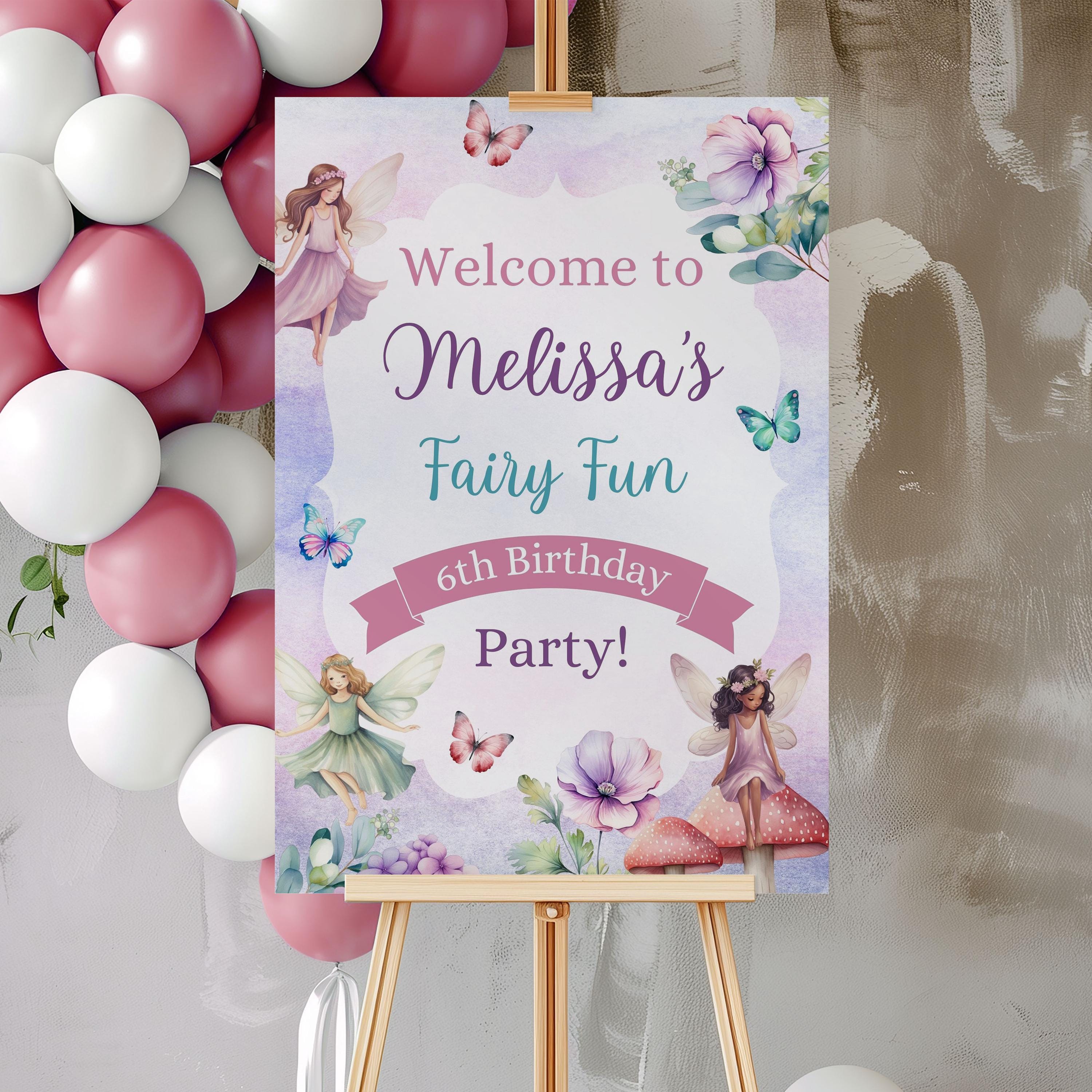 Editable Fairy Birthday Welcome Sign, Enchanted Fairy Poster Party ...