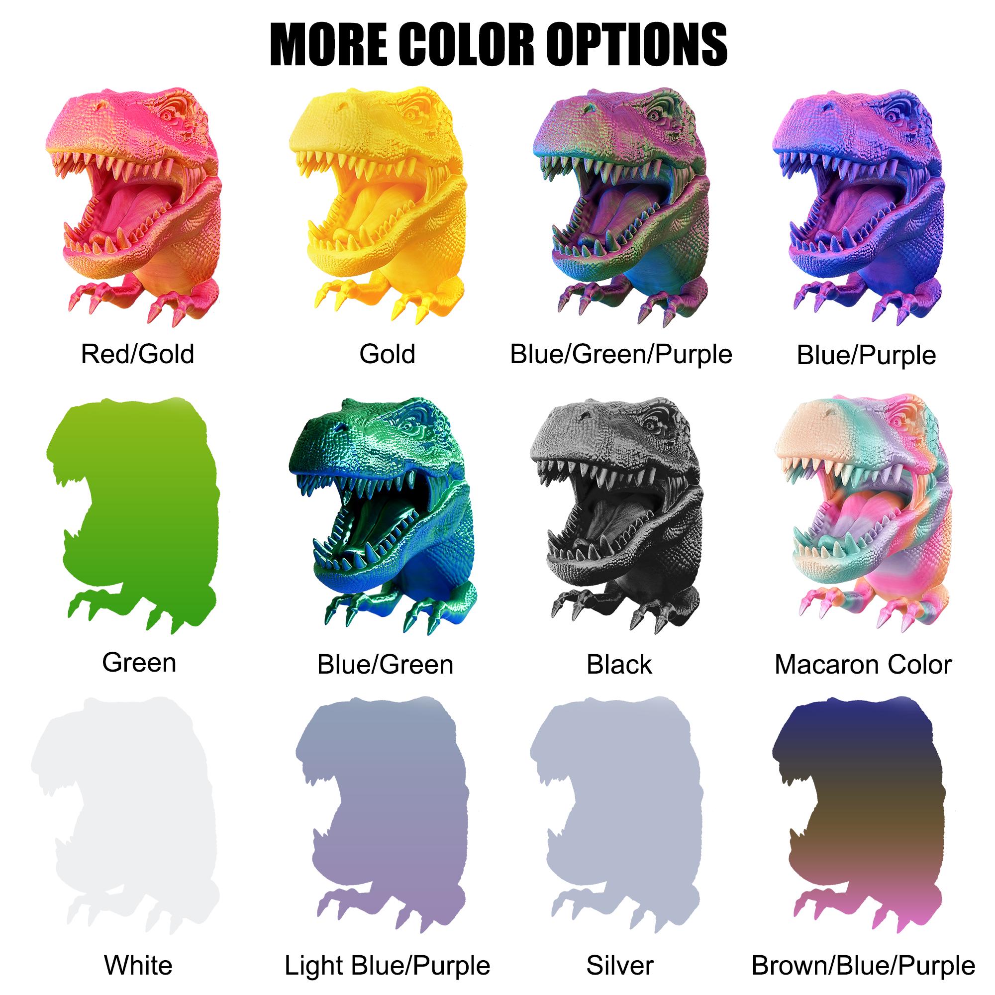 3D Printed T-rex Head and Hand Wall Mounted Headphone Handle Bracket ...