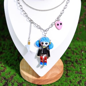 Halloween Sally Face Necklace With Mini Guitar Keychain, Handmade Sally ...