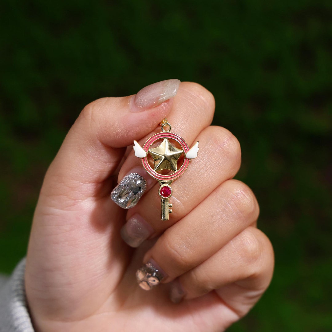Magical Sakura Star Wand Necklace in S925 Sterling Silver Handcrafted ...