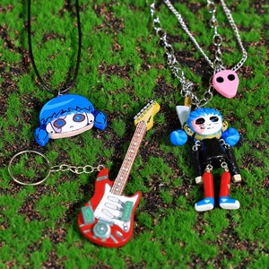 Halloween Sally Face Necklace With Mini Guitar Keychain, Handmade Sally ...